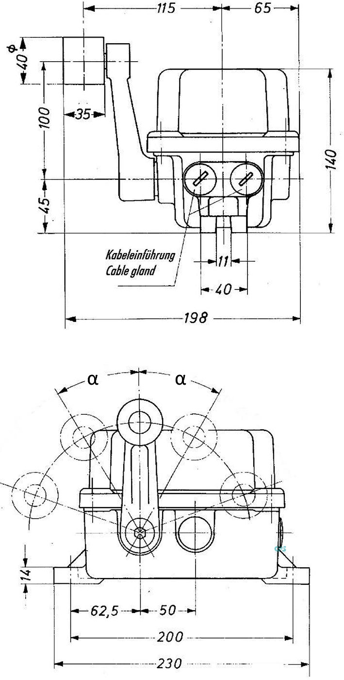 DUK EX-Proof Lever Limit Switch, ATEX Zone 21 LHPE-10/2EX-R