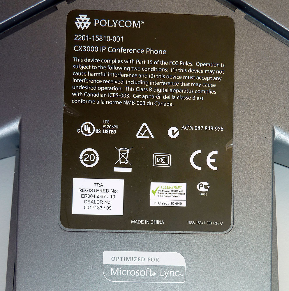 Polycom SoundStation CX3000 Microsoft Lync IP Konferenztelefon 2201 ...