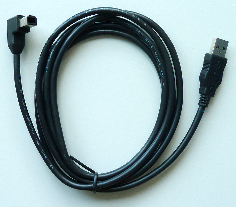 USB Kabel Stecker A auf Winkelstecker B 2m schwarz NEU